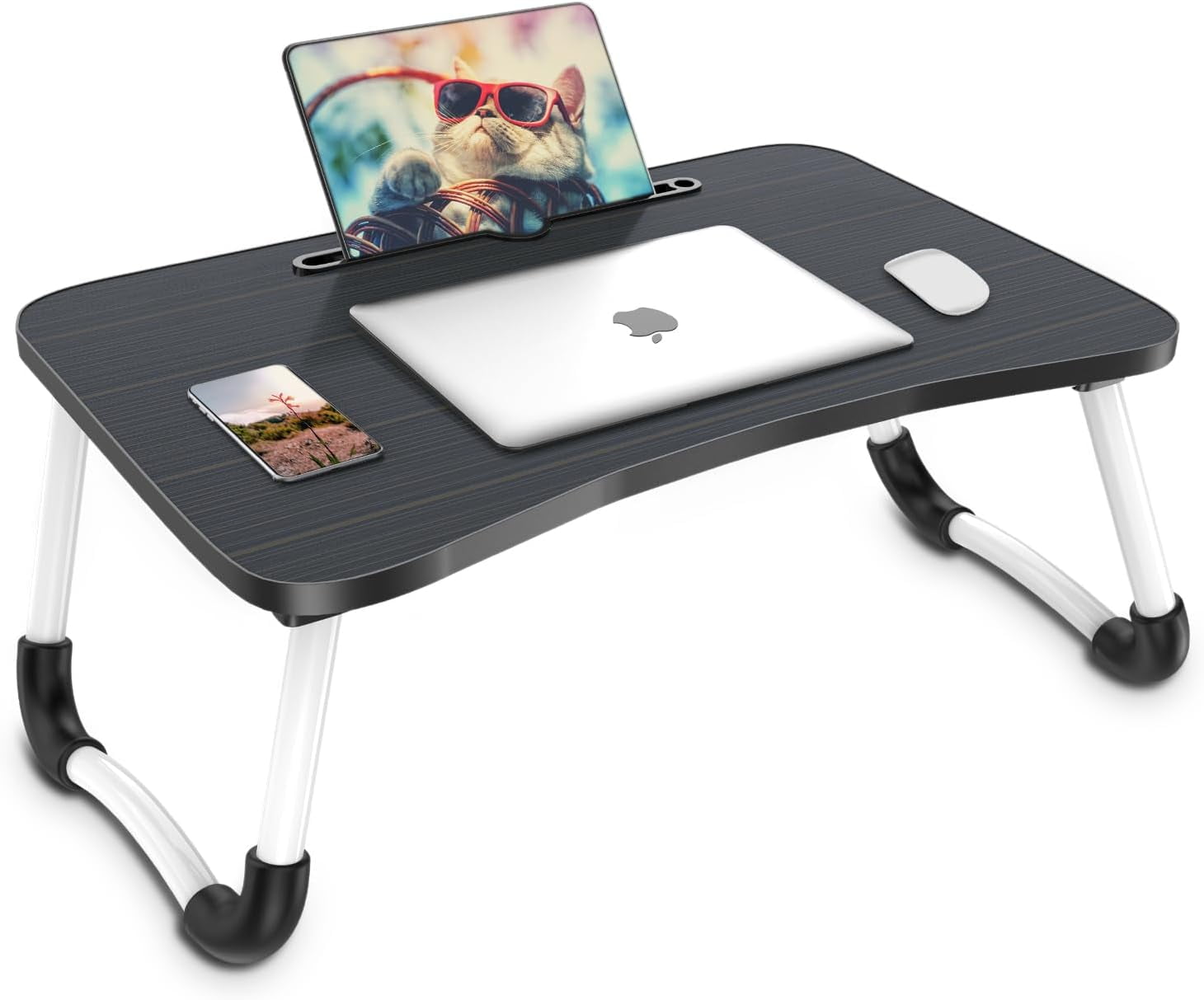 Laptop Bed Desk, Foldable Laptop Tray Table with Tablet Slot, Lapdesk ...