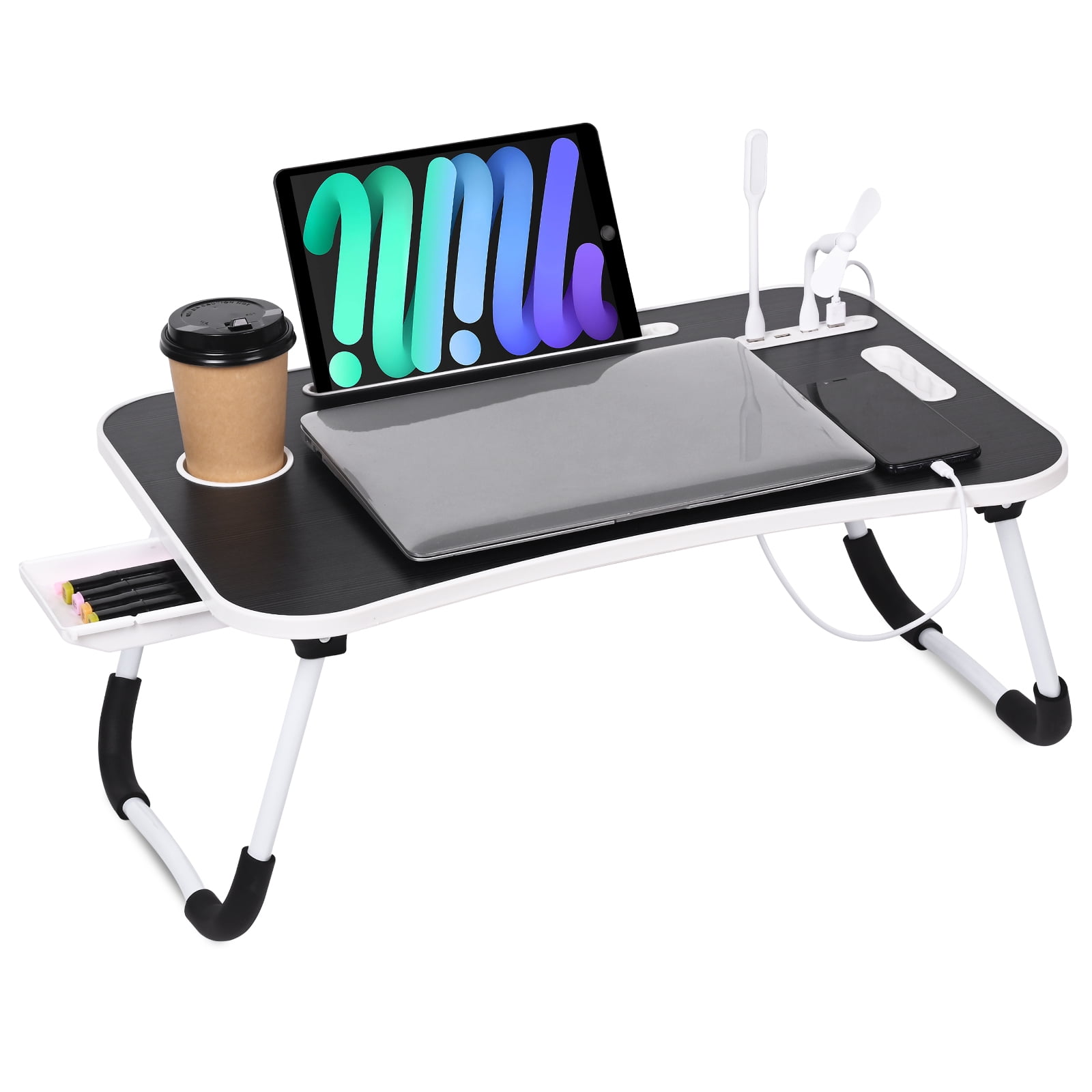 Laptop Bed Desk,Portable Foldable Laptop Lap Desk Tray Table with USB ...