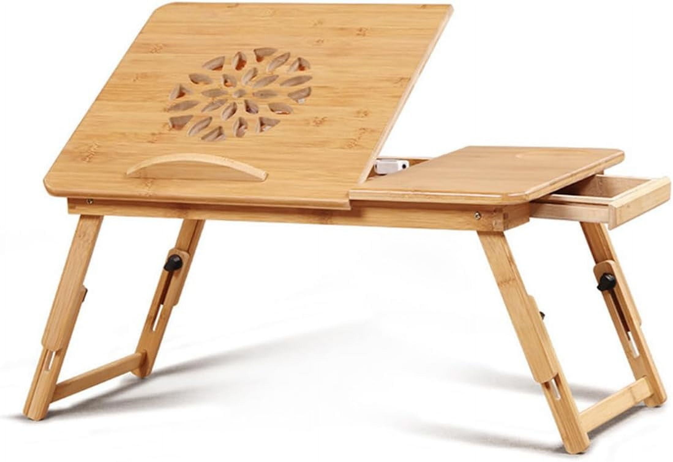 Laptop Bed Table with Adjustable Lap Tray, Foldable Lap Standing Table ...