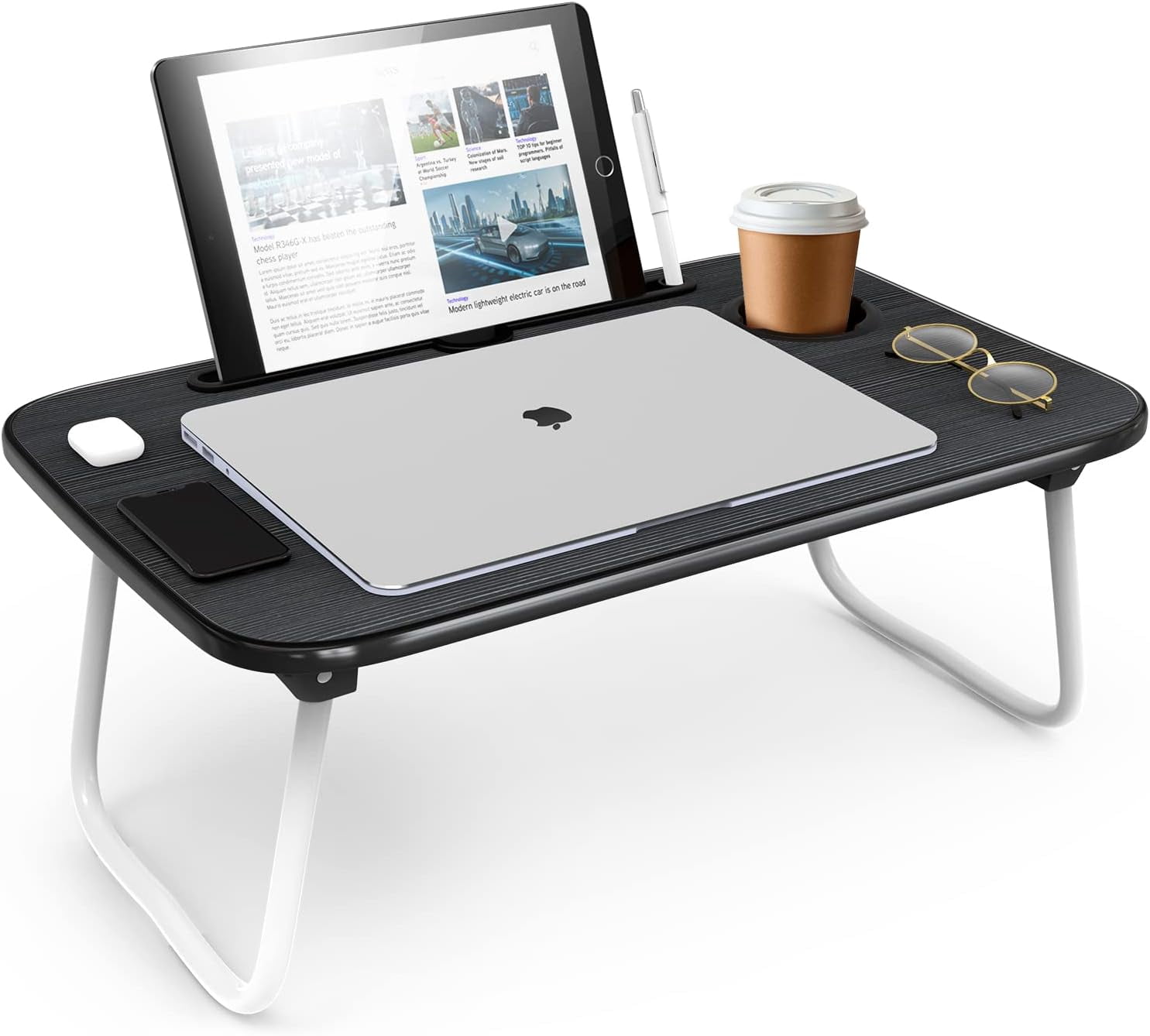 Laptop Bed Tray Table - Portable Lap Desk with Foldable Legs, Medium ...