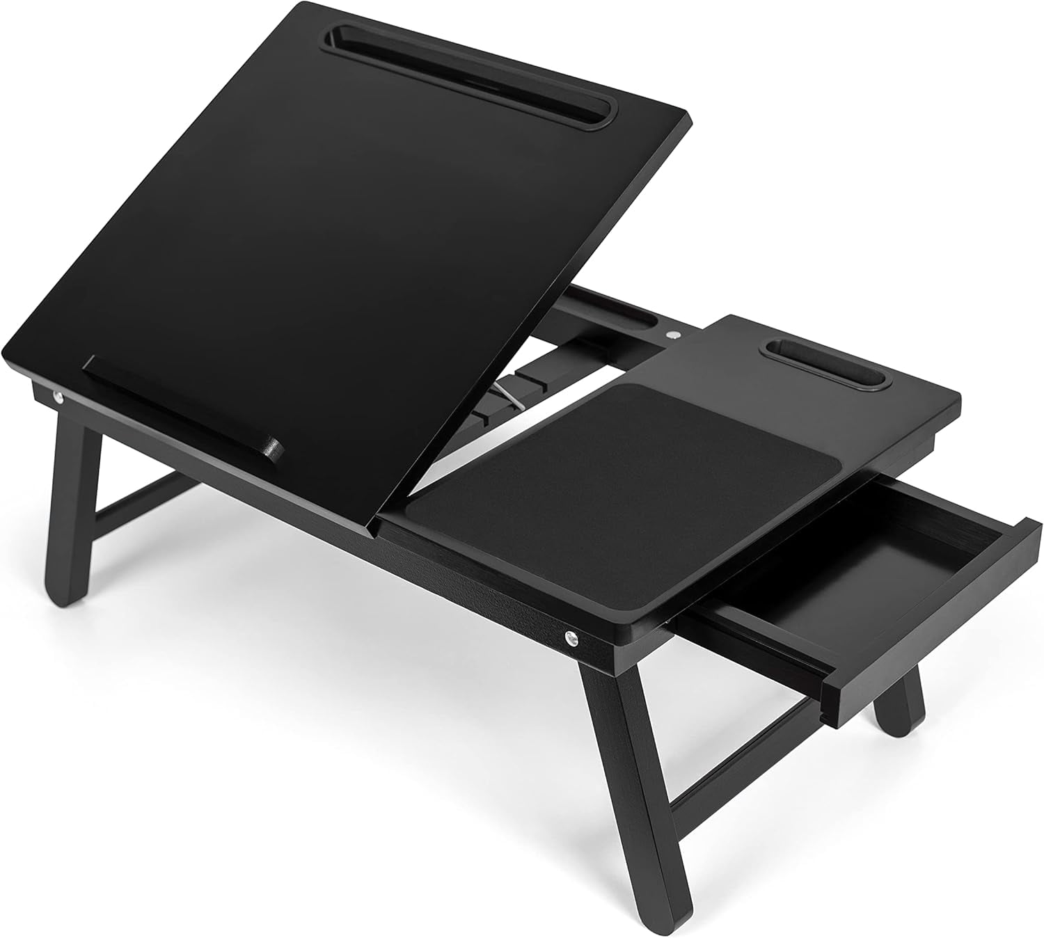 Laptop Bed Tray with Storage Drawer and Media Slots | Folding Legs and ...