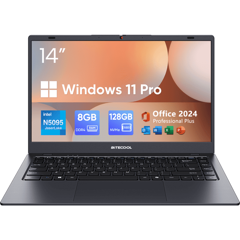 Laptop BiTECOOL 14" Windows 11 PC Intel N5095 4C4T 8GB+128GB, Notebook Grey - Walmart.com