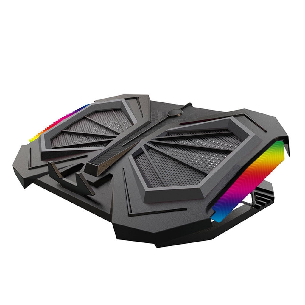 Laptop Cooler Fan Portable Notebook Cooling Base Dual Turbo RGB Fan for ...