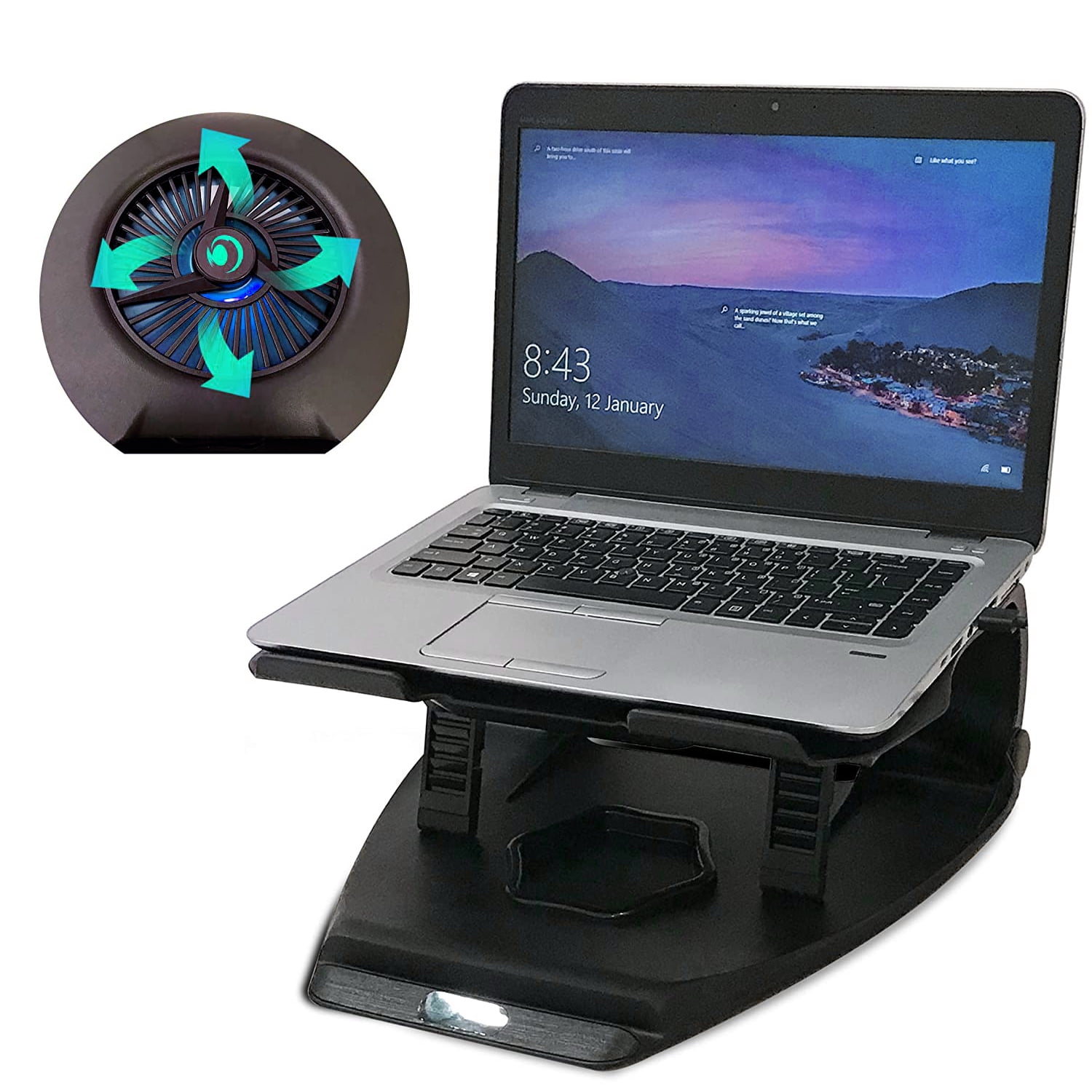 Laptop Cooling Computer Holder Riser Stand with Pad Fan and 7 ...