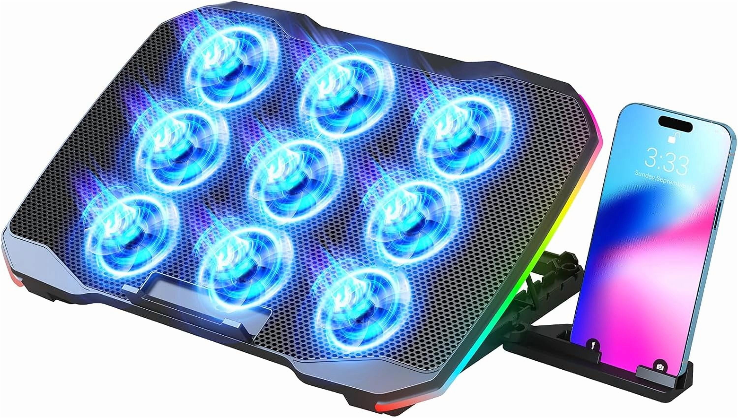 Laptop Cooling Pad, Gaming Cooler with 9 Quiet Fans, Stand for 12-17 ...
