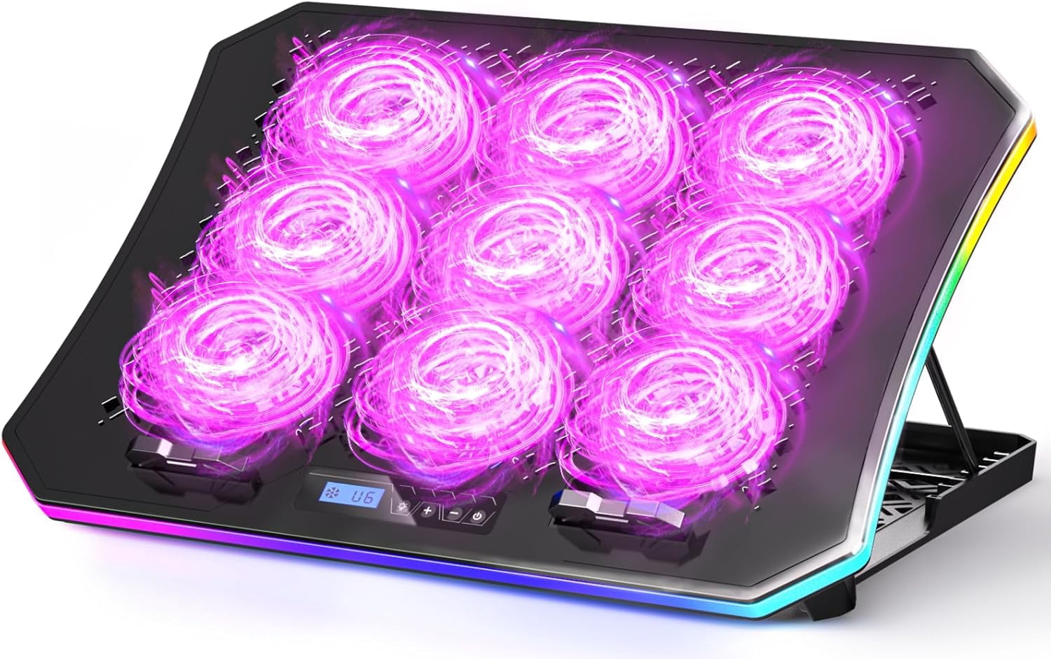 Laptop Cooling Pad, Gaming Laptop Fan Cooling Pad with 9 Quiet Fans ...