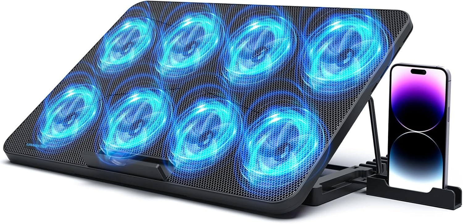 Laptop Cooling Pad, Laptop Cooler with 8 Quiet Fans for 12-17 Inch ...