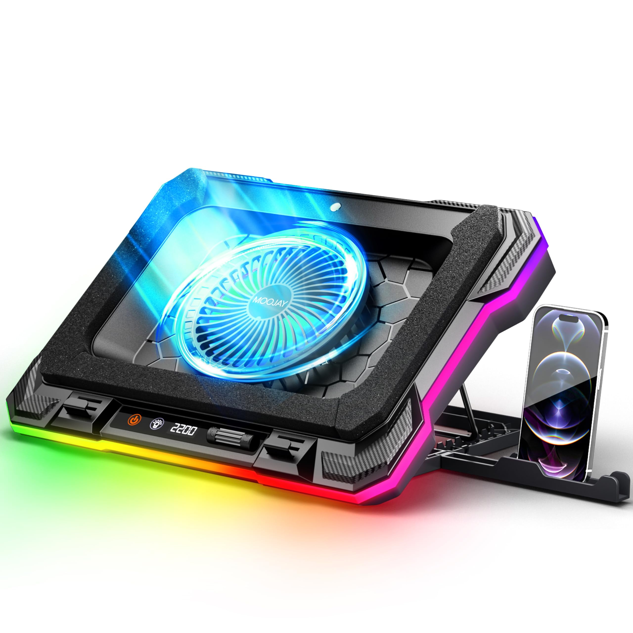 Laptop Cooling Pad Powerful Turbo Fan RGB Gaming Notebook Cooler ...