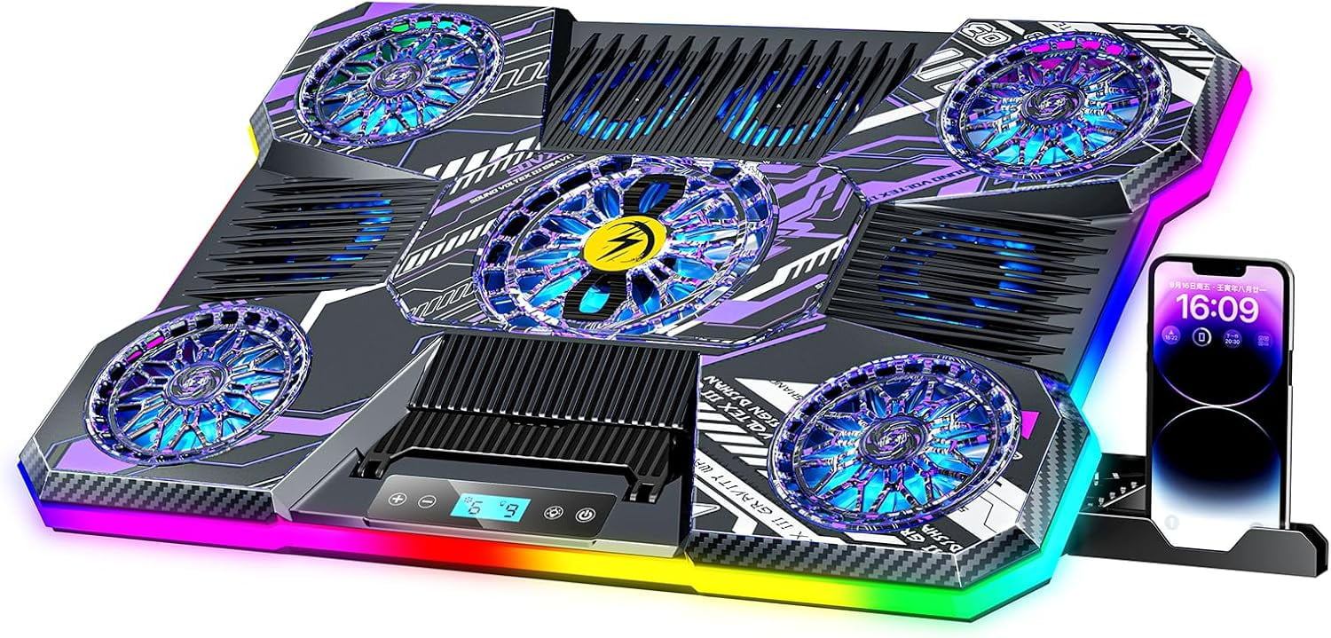 Laptop Cooling Pad, RGB Laptop Fan Cooling Pad 9 Fans for 15.6-19.3 ...