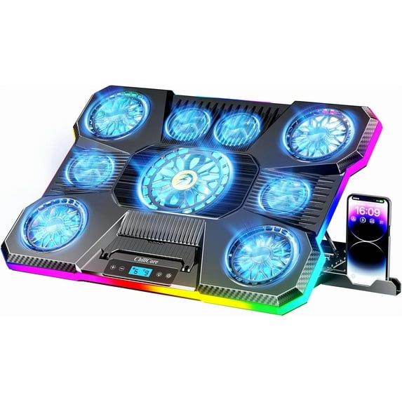 Laptop Cooling Pad, RGB Lights Laptop Cooler 9 Fans for 15.6-19.3 Inch ...