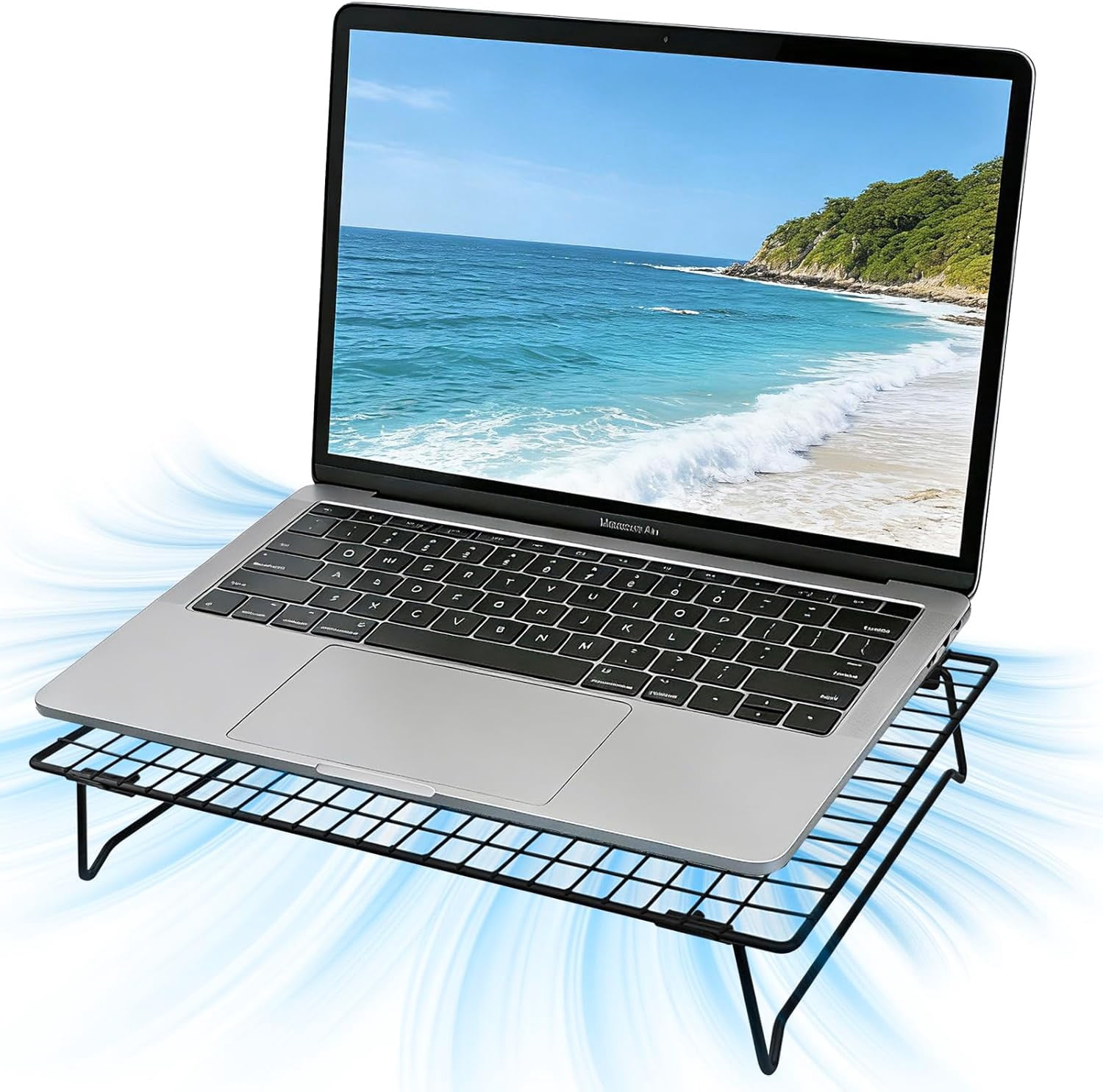 Laptop Cooling Pad Stand with Cooling Mesh Height Adjustable Metal ...