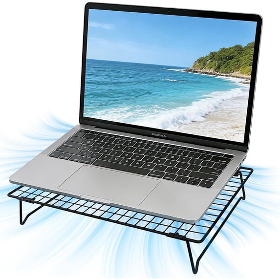 Laptop Cooling Pad Stand with Cooling Mesh Height Adjustable Metal ...