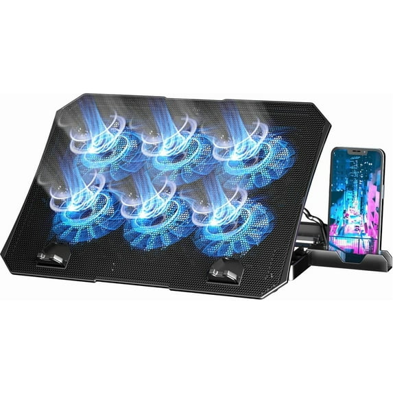 Laptop Cooling Pad for 12-15.6 Inch, 6 Cooler Fans with Blue Lights ...