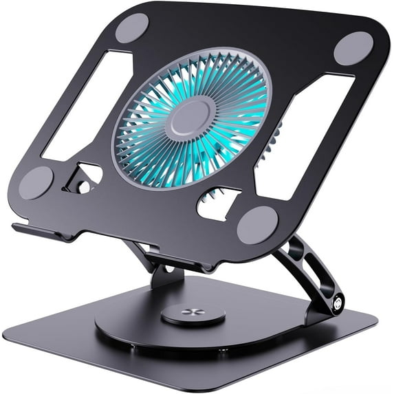 Laptop Cooling Stand with 3 Speed Fan, Adjustable Height & Angle, 360 ...