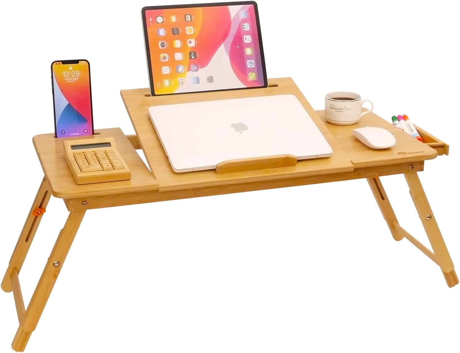 Laptop Desk for Bed, Laptop Bed Tray Desk, Bamboo Lap Desk with Tablet ...