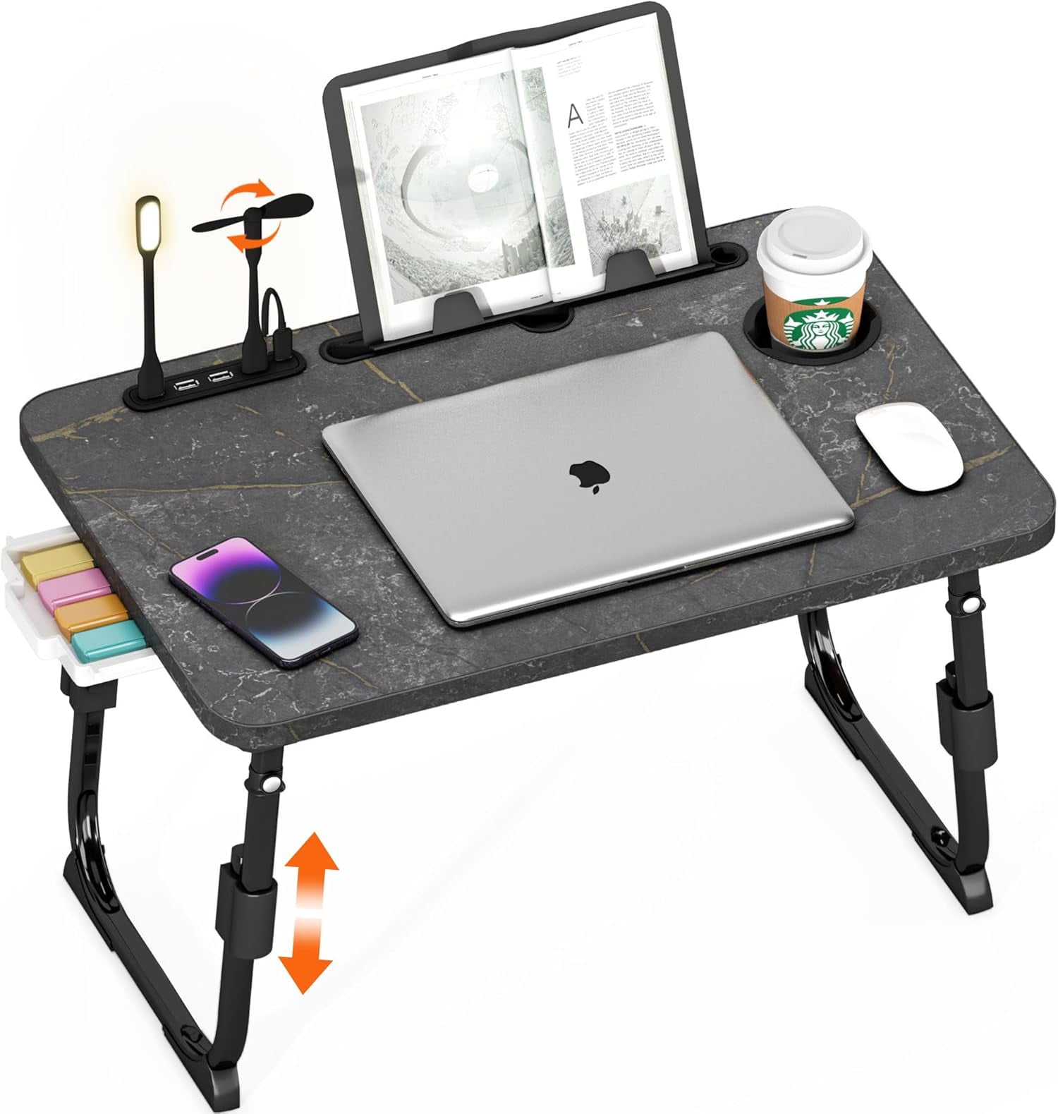 Laptop Desk for Bed Height Adjustable, Lap Bed Table with /Storage ...