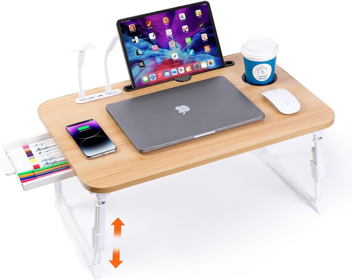 Laptop Desk for Bed Height Adjustable, Portable Laptop Bed Table with ...