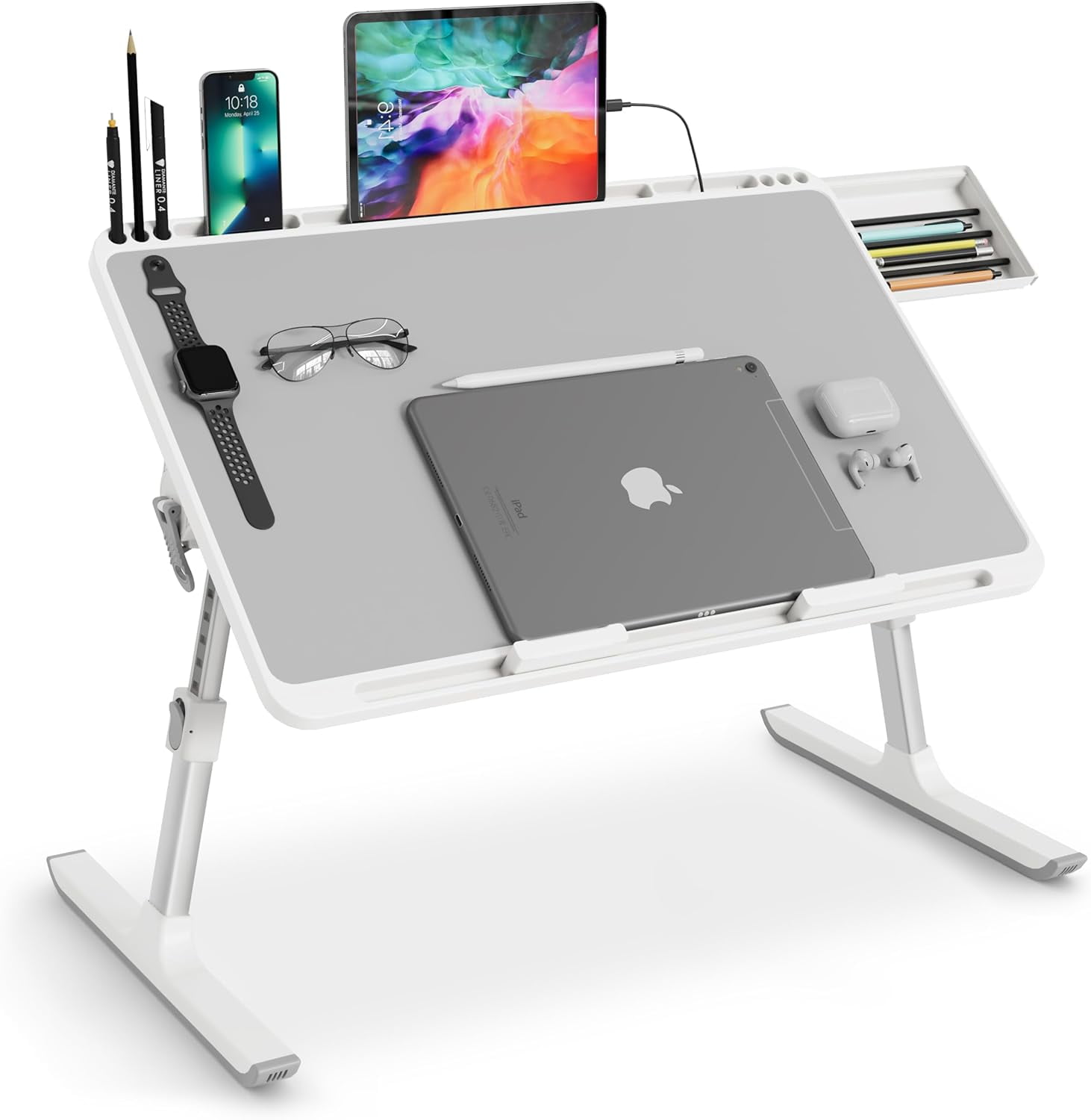 Laptop Desk for Bed, Height & Angle Adjustable Laptop Stand for Bed ...