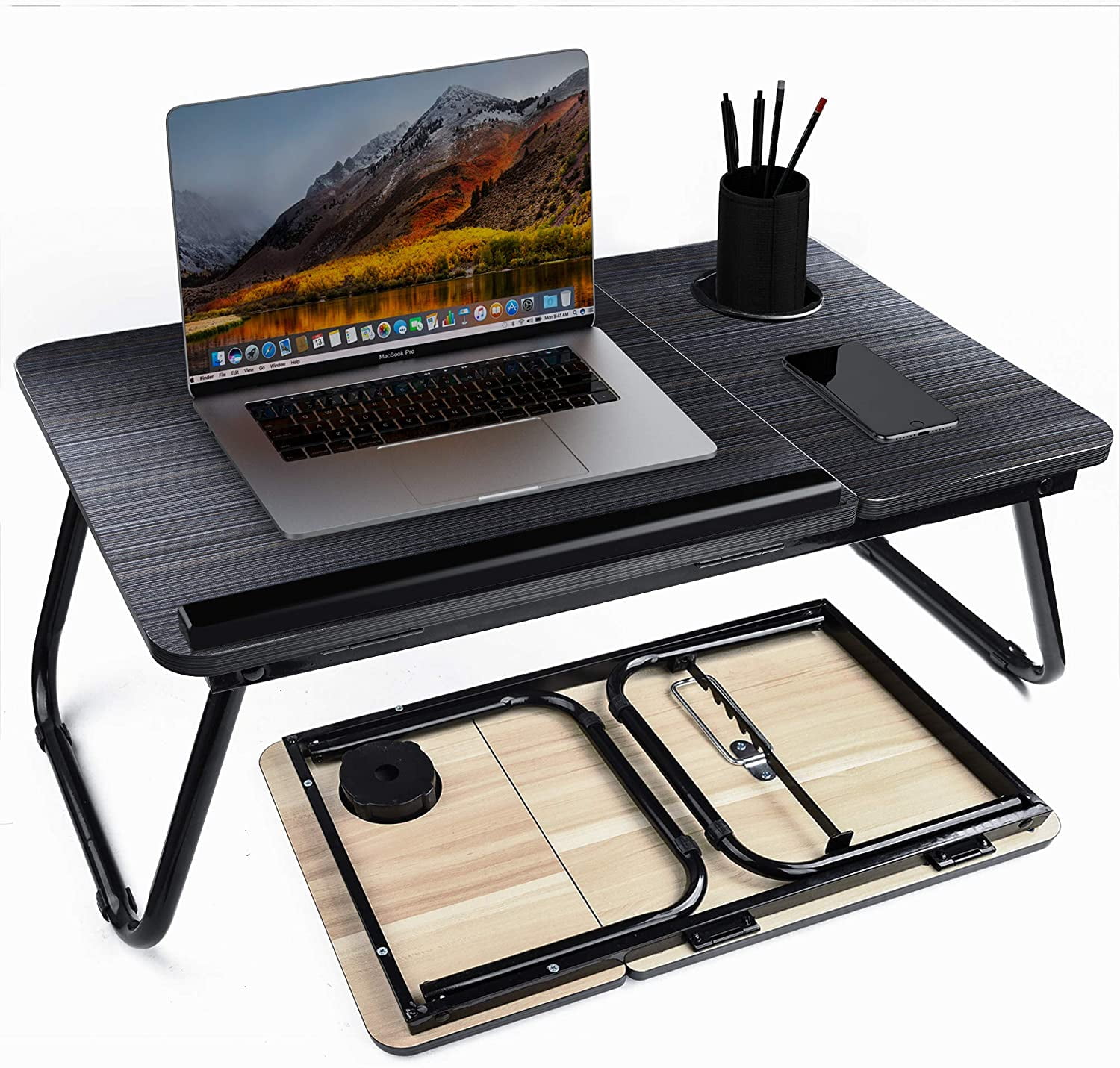 Laptop Desk, Bed Tray Table with Cup Holder, Portable Home Working Lap ...
