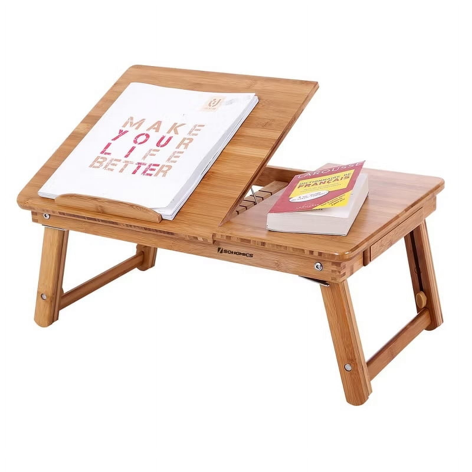 Laptop Desk, Folding Lap Tray, Bamboo Bed Desk with Tilting Top, Small ...