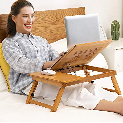 Laptop Desk for Lap, Adjustable Bamboo Lap Desk Bed Tray Notebook Stand ...