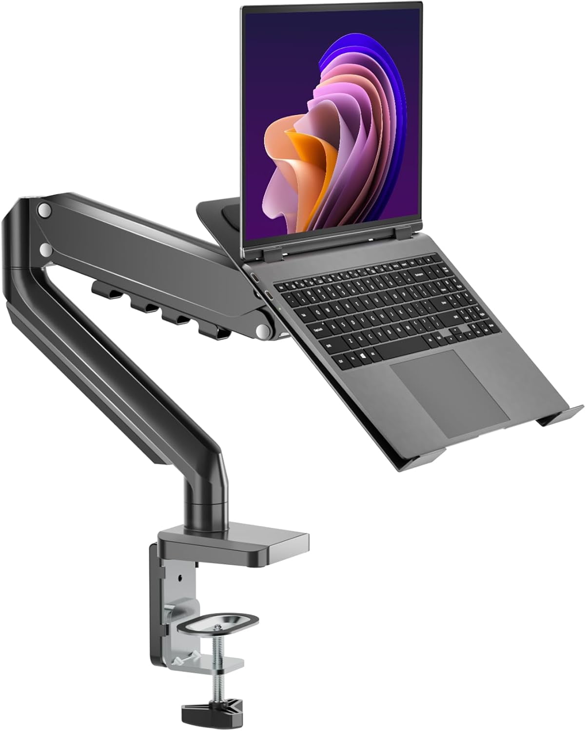 Laptop Desk Mount with Gas Spring Arm, 2 in 1 Laptop Monitor Stand for ...
