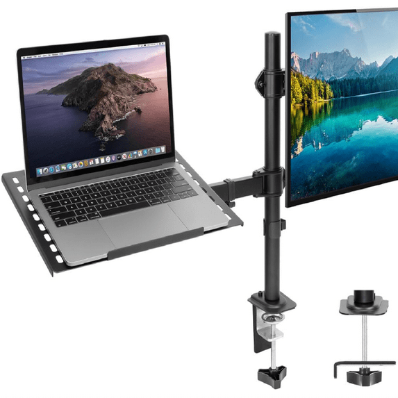 Laptop Desk Mount with Monitor Arm, Dual Laptop and Monitor Stand ...