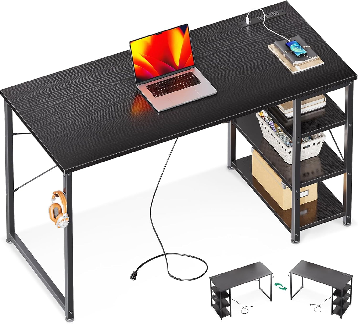 Laptop Desk Small Desk 32 Inch Computer Desk with Power Outlet and USB ...