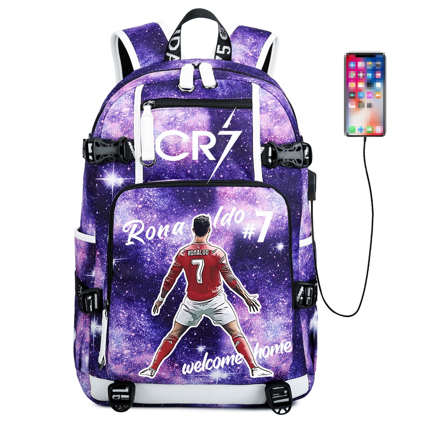 Laptop Fit Backpack Cristiano Ronaldo Themed Waterproof USB Port ...