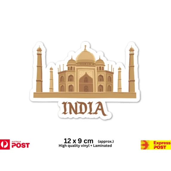 Laptop India Taj Mahal Illustration Iconic Sticker Phone Decal Water ...