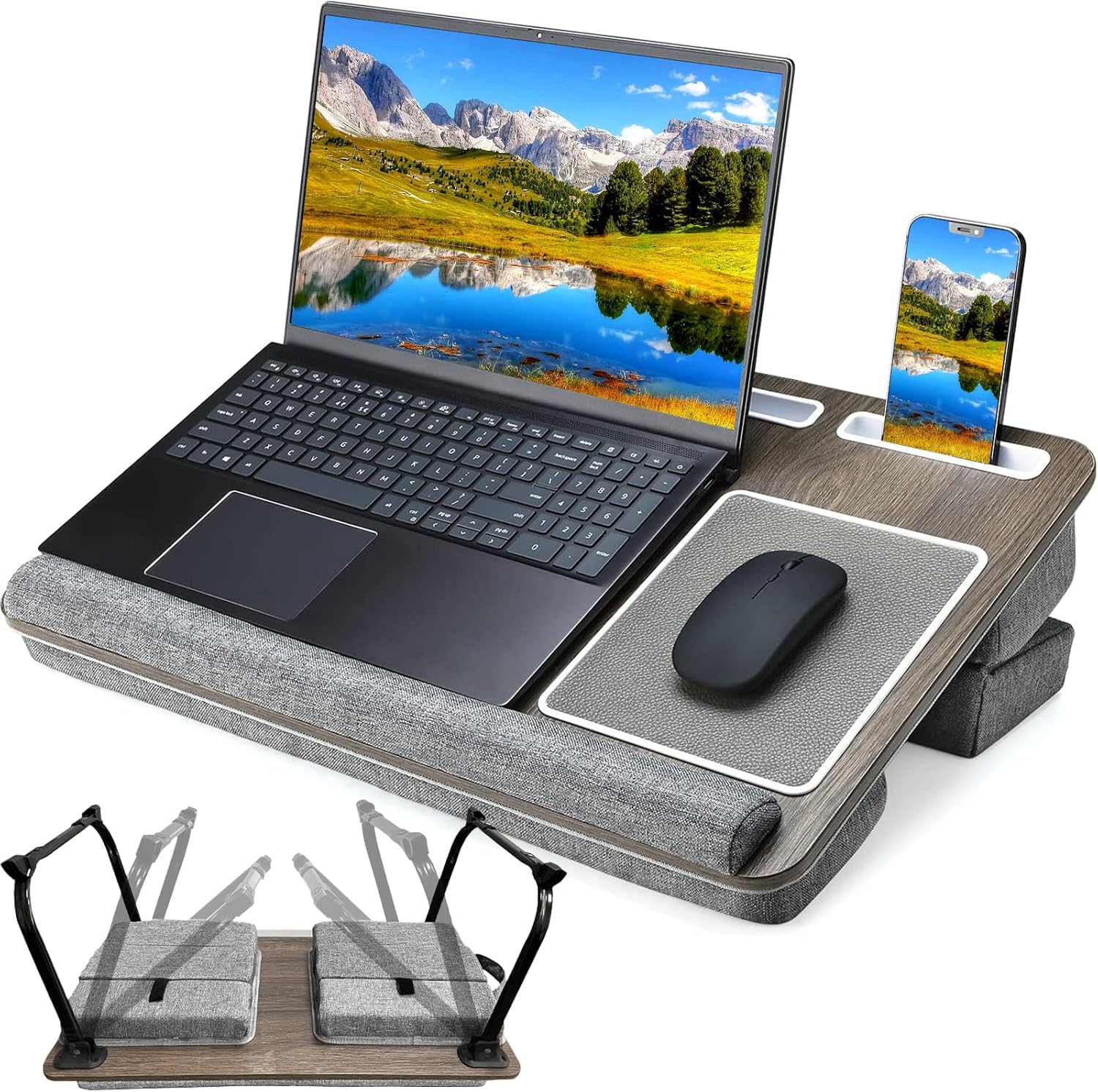 Laptop Lap Desk, 17" Portable Lap Pad for Bed, Foldable Table with ...