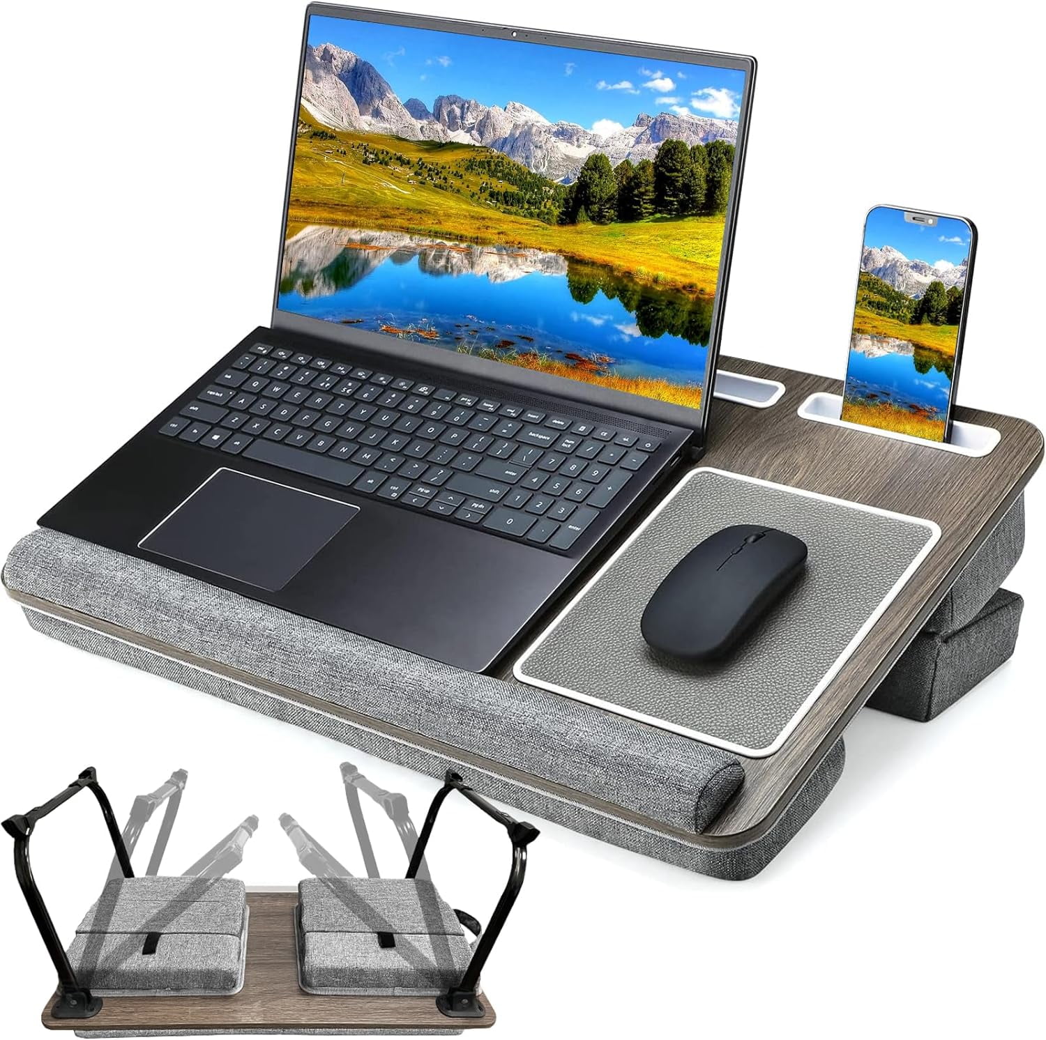 Laptop Lap Desk, 17" Portable Lap Pad for Bed, Foldable Table with ...