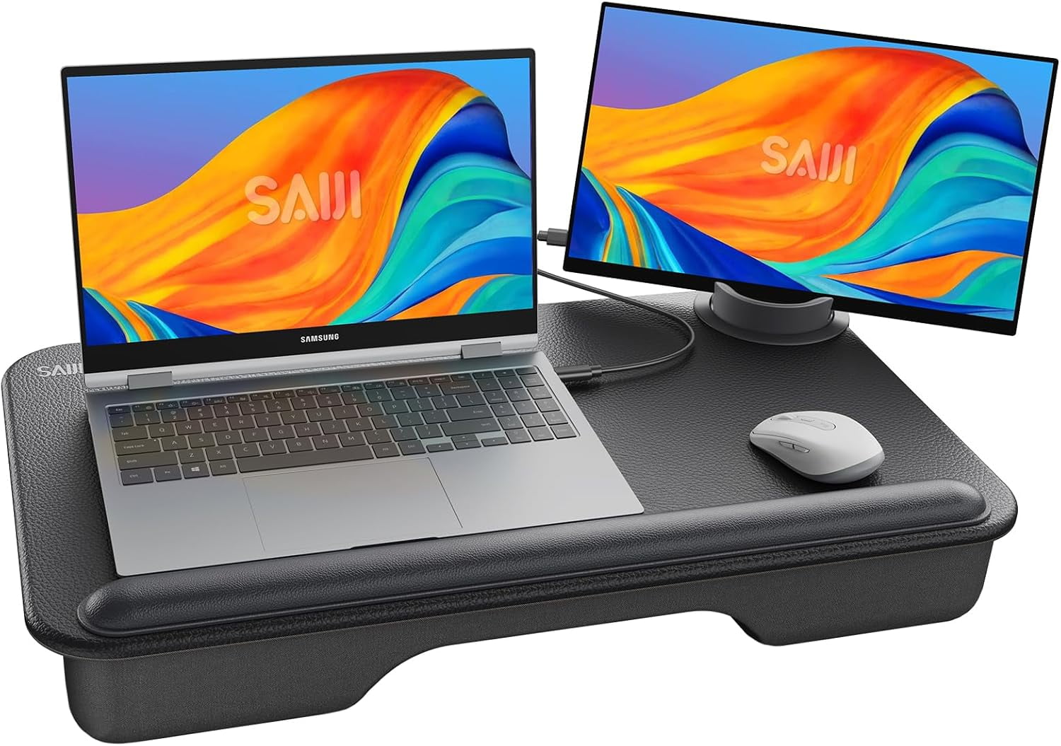 Laptop Lap Desk - Comes with soft leather wrist rest, cushioned lap ...
