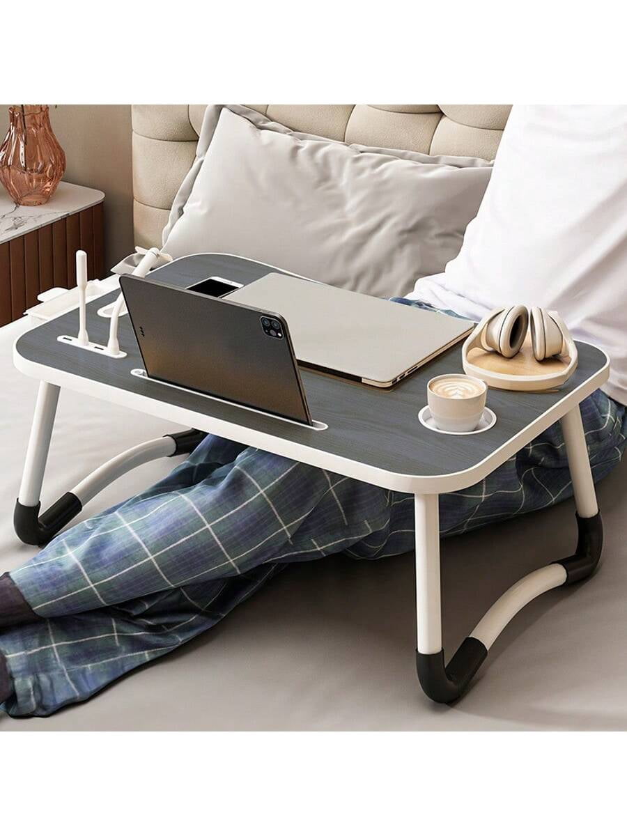 Laptop Lap Table, Foldable Laptop Tray With 2 USB Ports Storage Drawer ...
