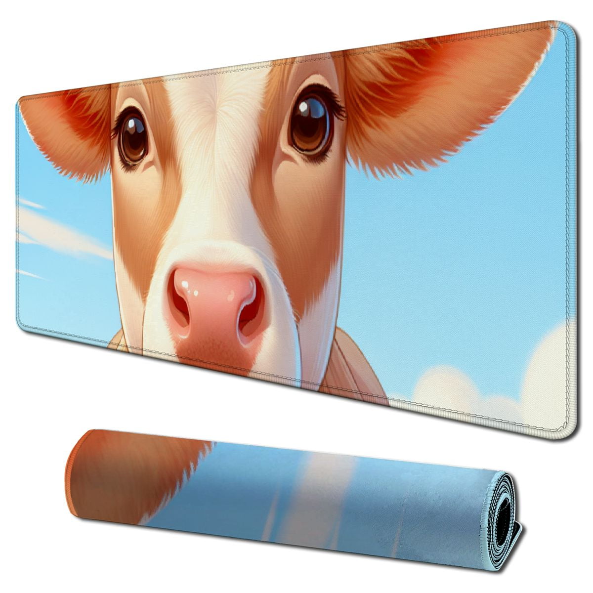 Laptop Mouse Pad Farm Brown Black Cows Desk Mat with Stitched Edges Non ...