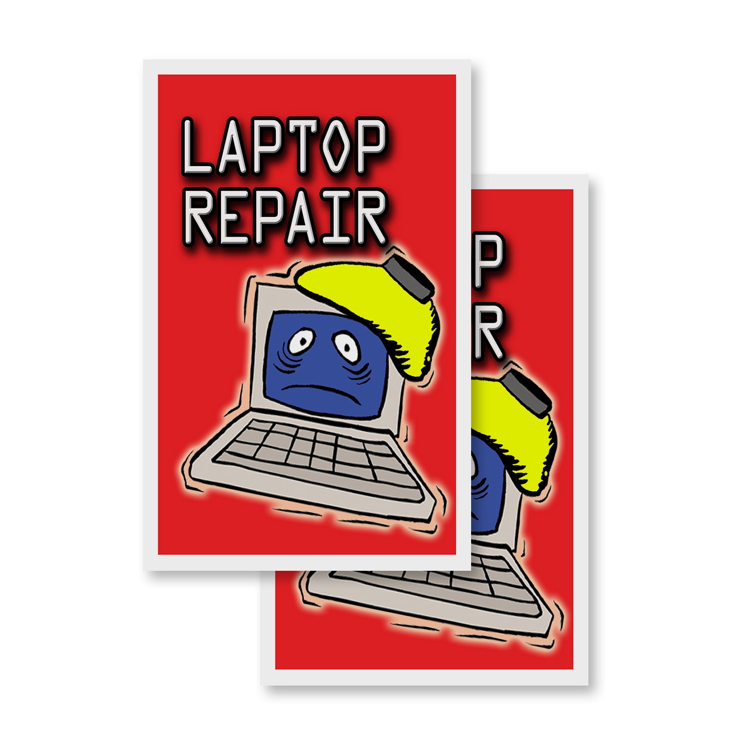 Laptop Repair (2-PACK) 24" x 36" Vinyl Decals | Sign Insert Peel ...