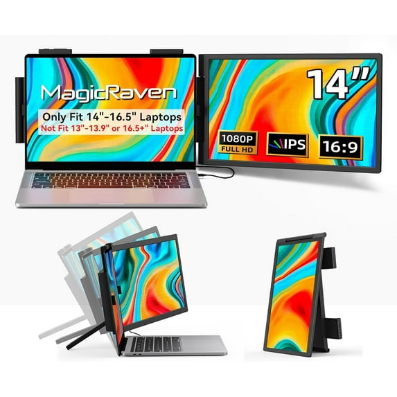 Laptop Screen Extender, 14" 1080P IPS Portable Monitor Travel Monitor ...