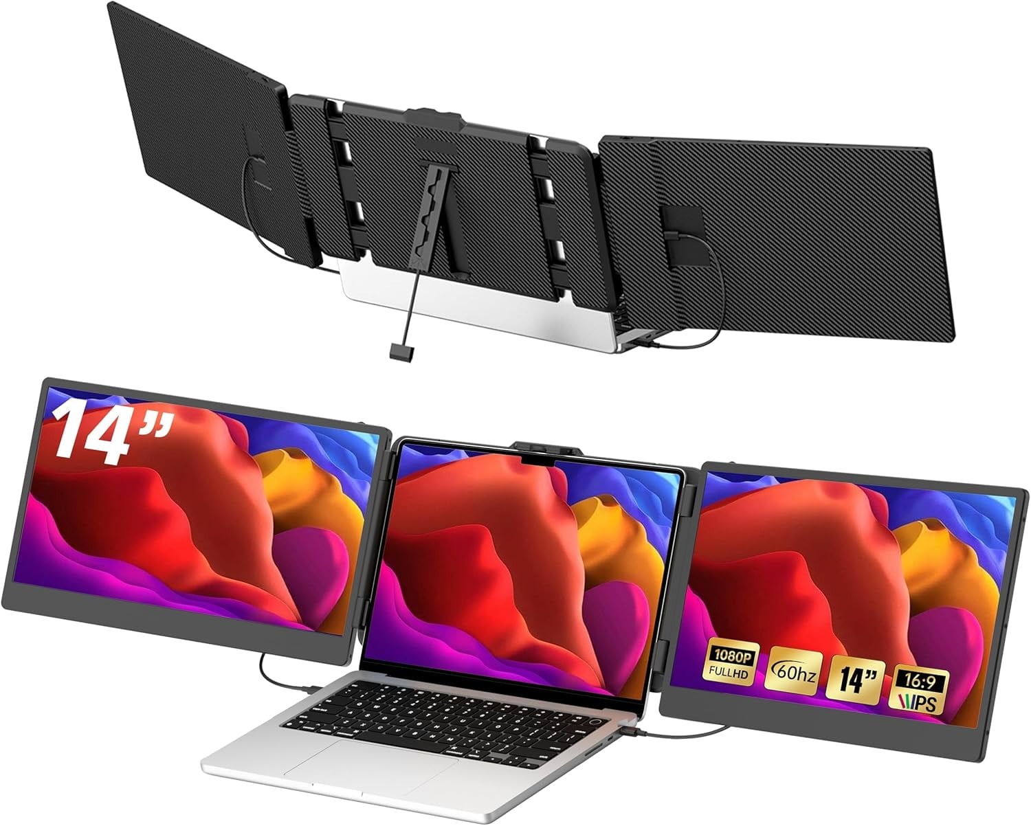 Laptop Screen Extender, 14" FHD 1080P IPS Laptop Monitor Extender Dual ...