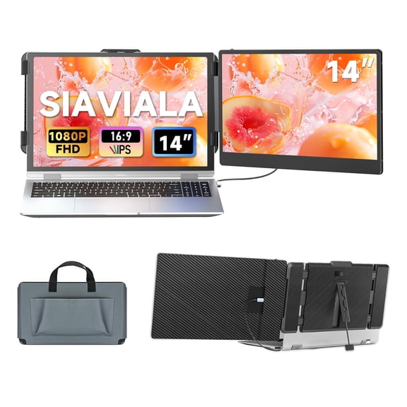 AOKER 14" FHD 1080P IPS Triple Portable Laptop Screen Extender ...