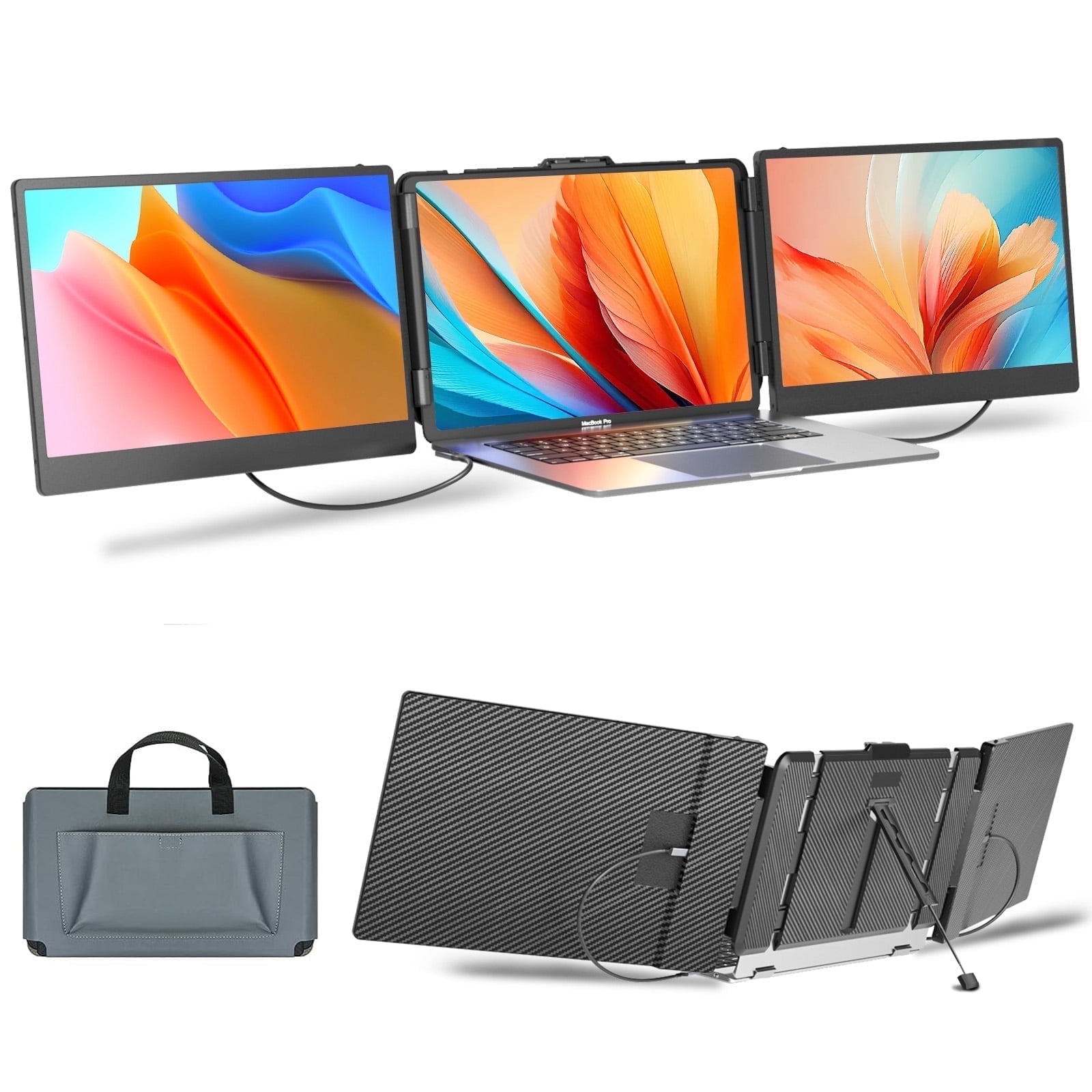 Laptop Screen Extender Monitor, 14" IPS Triple Portable Monitor for ...