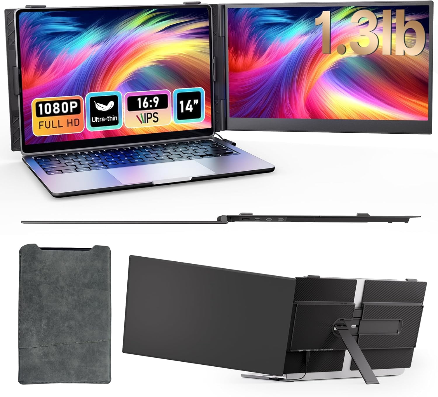 Laptop Screen Extender Portable - -Thin 14" FHD Dual Extended Display ...