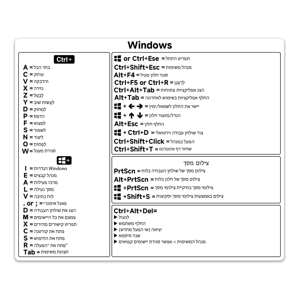 Laptop Shortcut Key Sticker for Windows Mac System Waterproof Vinyl ...