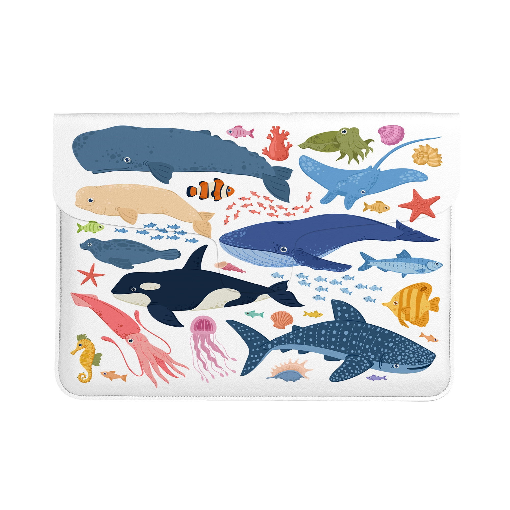 Laptop Sleeve Leather Carrying Case Cartoon Sea Animals Underwater ...