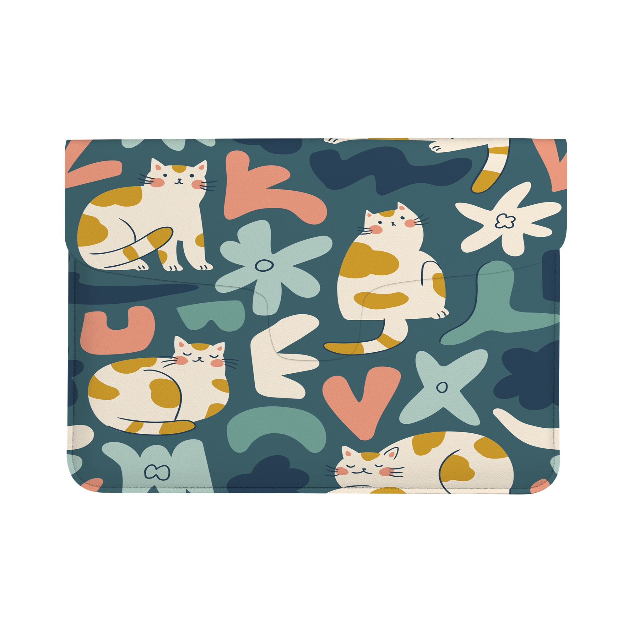 Laptop Sleeve Leather Carrying Case Funny Cats And Geometric Shapes for ...