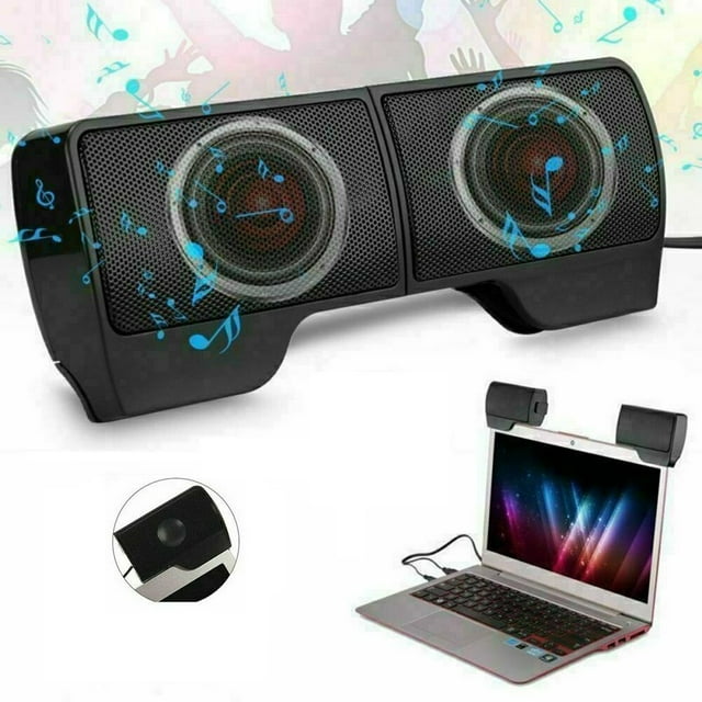 Laptop Speakers Clip on External USB Powered Small Mini Wired Portable ...