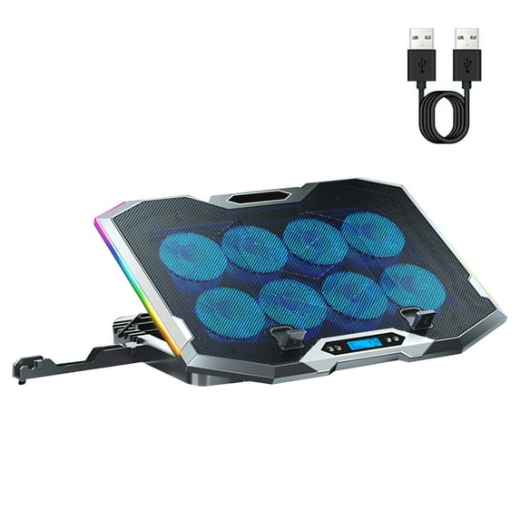 Laptop Stand 8 Quiet Cooling Fan Riser Holder Silent RGB Radiator Phone ...
