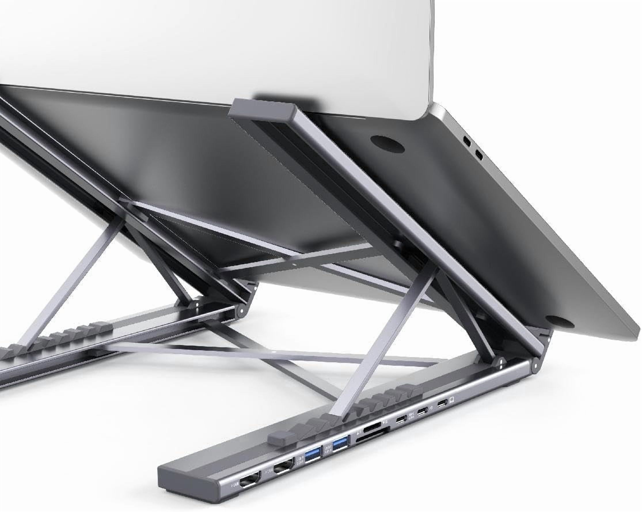 Laptop Stand with 9-in-1 USB-C Hub, Dual 4K@60Hz HDMI Ports, Portable ...