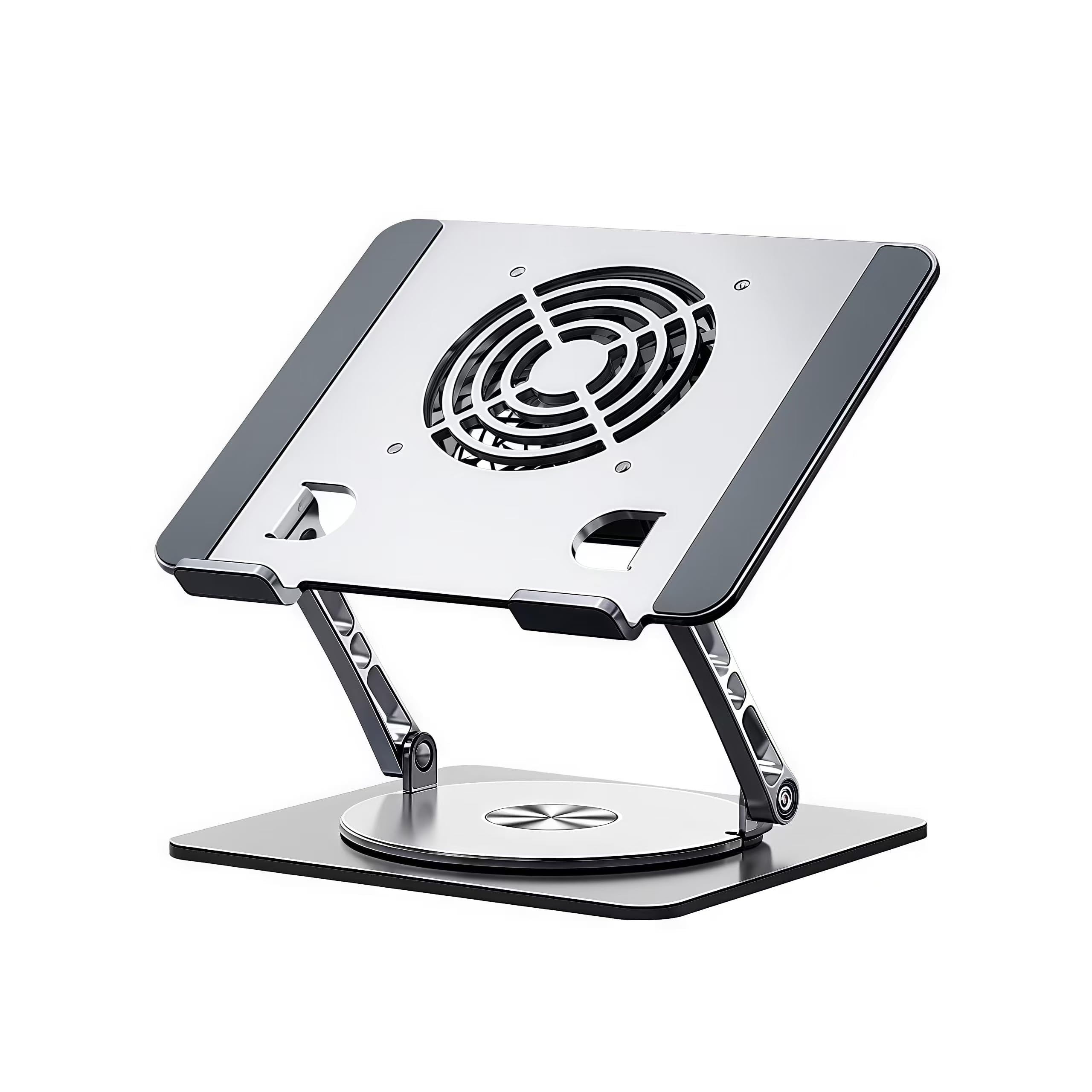 Laptop Stand with Fan, with 360° Rotating Base, Adjustable Height ...