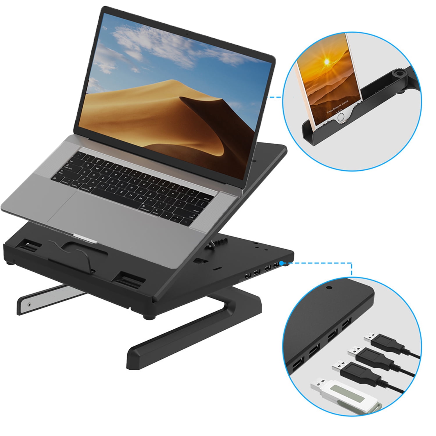 Laptop Stand USB HUB Desktop Stand, Portable Folding Bracket Holder ...