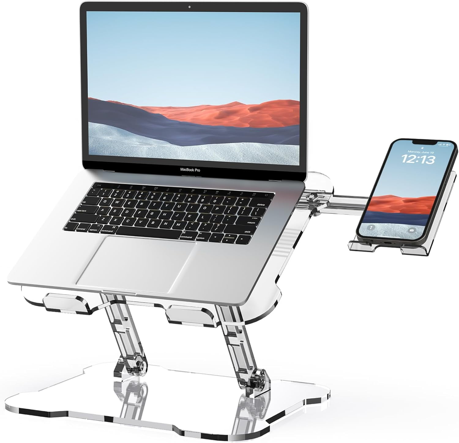 Laptop Stand for Desk, 2023 Upgraded Acrylic Laptop Stand with Phone ...